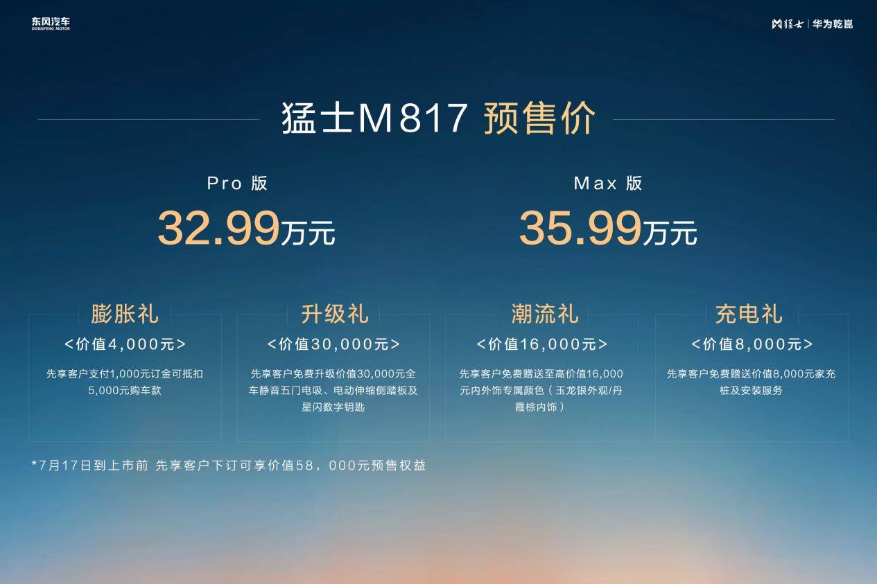 猛士M817预售32.99万起，硬派越野+全栈华为科技加持_搜狐汽车_搜狐网