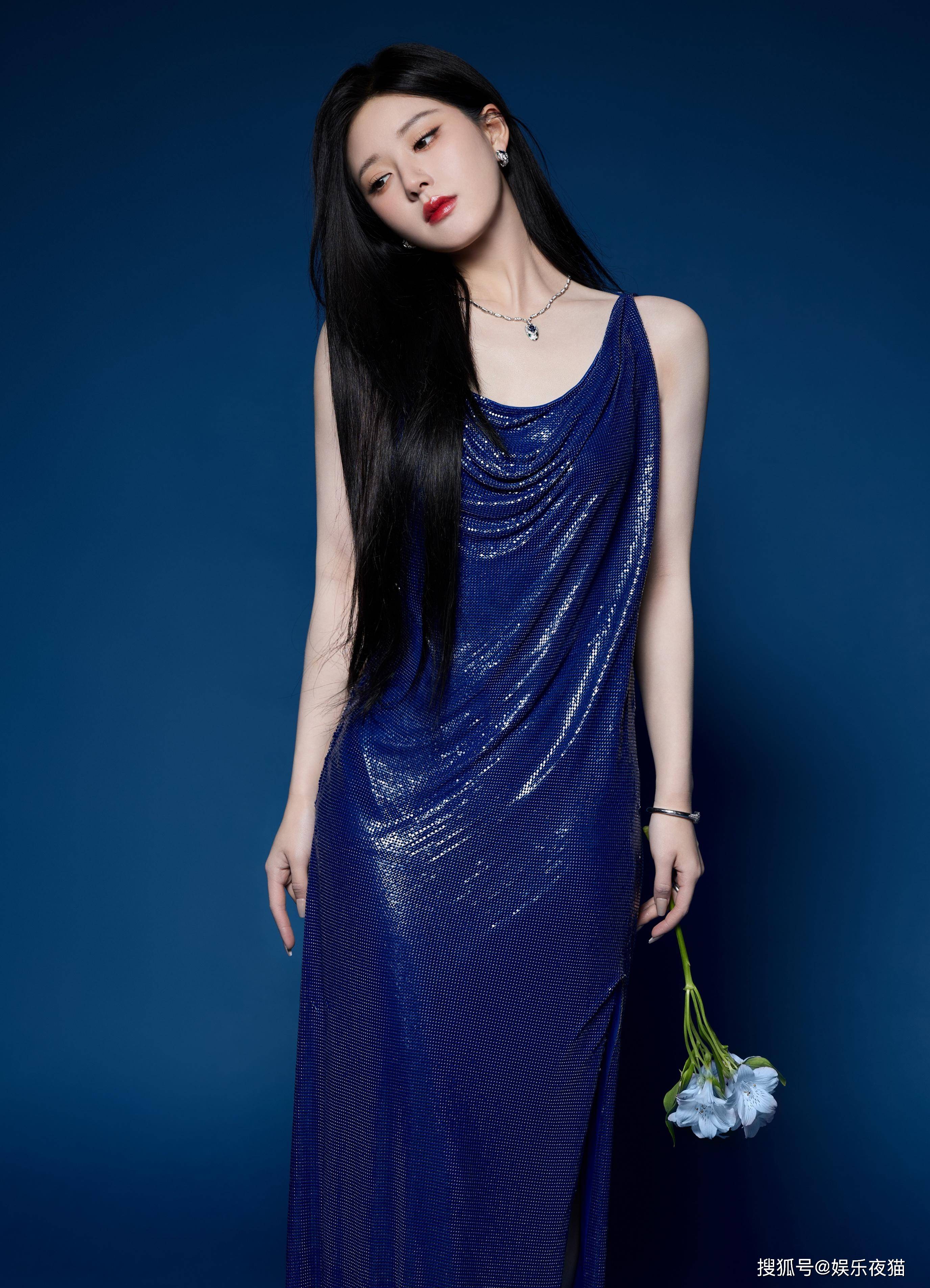 赵露思一袭深蓝色亮片礼服写真气质优雅端庄高贵-搜狐大视野-搜狐新闻