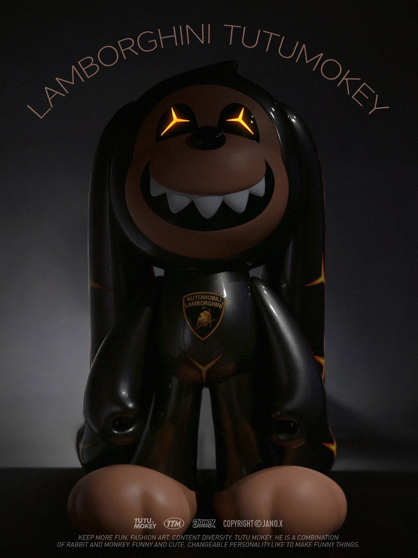 魔性与天真可爱的完美结合：探索TUTUMOKEY兰博基尼款艺术潮玩作品。_搜狐汽车_搜狐网