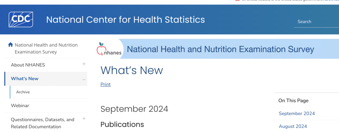 NHANES 数据库发布了最新数据_包括_官网_访问