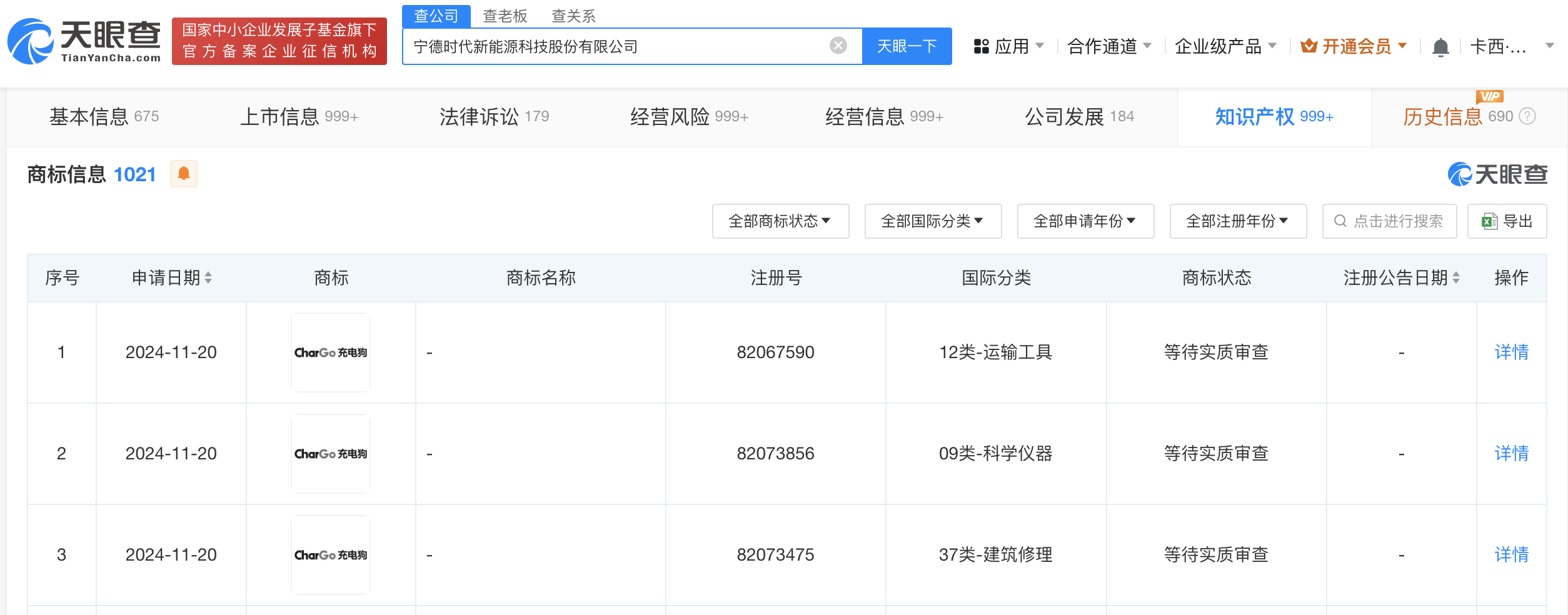 宁德时代申请“CharGo充电狗”商标_天眼_储充检_本站
