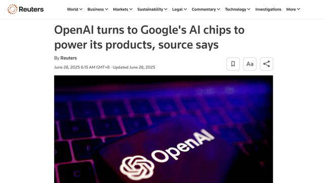 OpenAI：正对谷歌 TPU 进行早期测试-新科技-资讯-头部财经