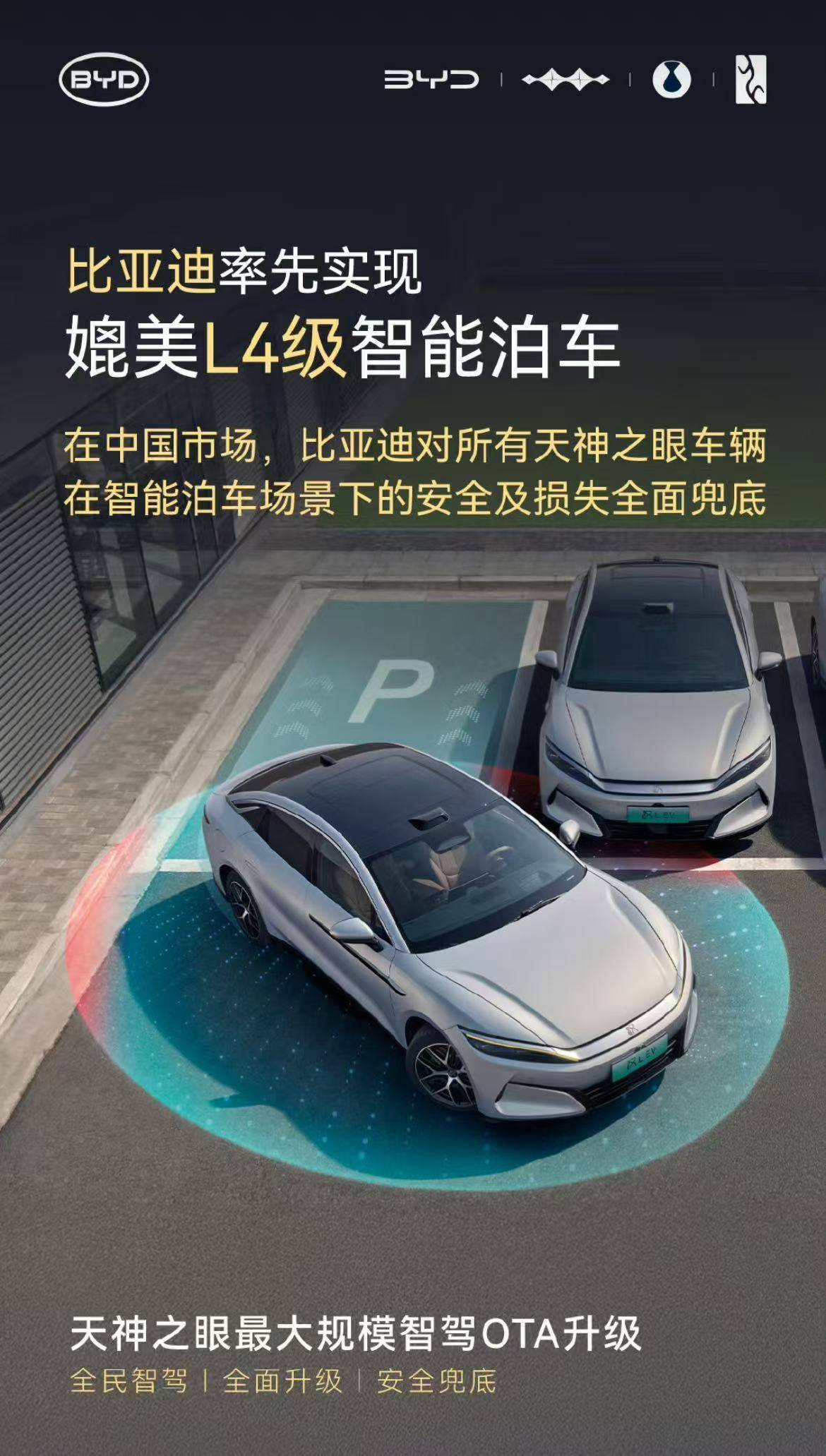 比亚迪率先实现L4级智能泊车，承诺安全兜底，百万天神之眼车型将迎OTA升级_搜狐汽车_搜狐网